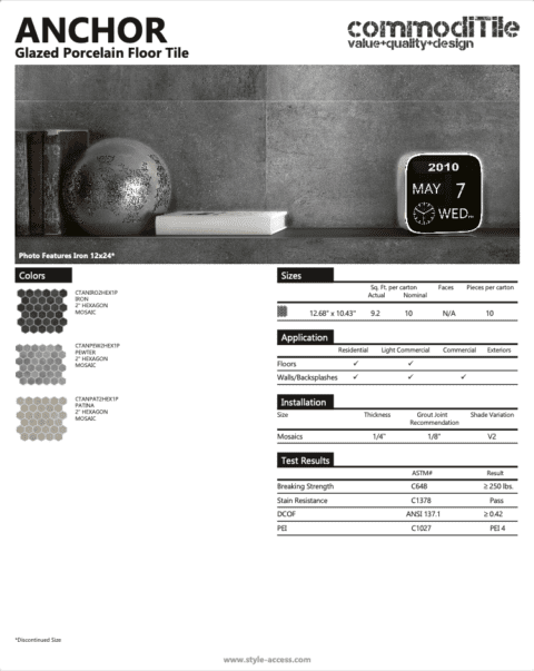 Anchor - Glazed Porcelain Floor Tile - Style-Access